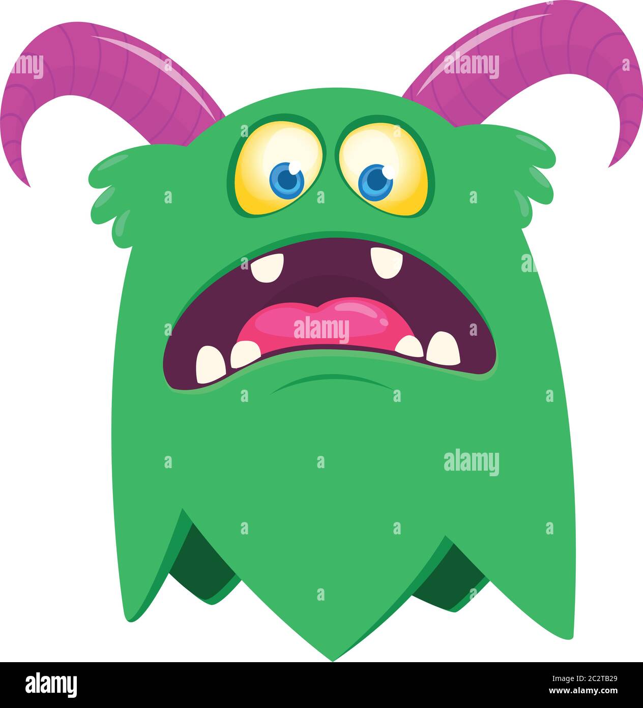 Cartoon angry monster. Halloween illustration of scary little monster ...