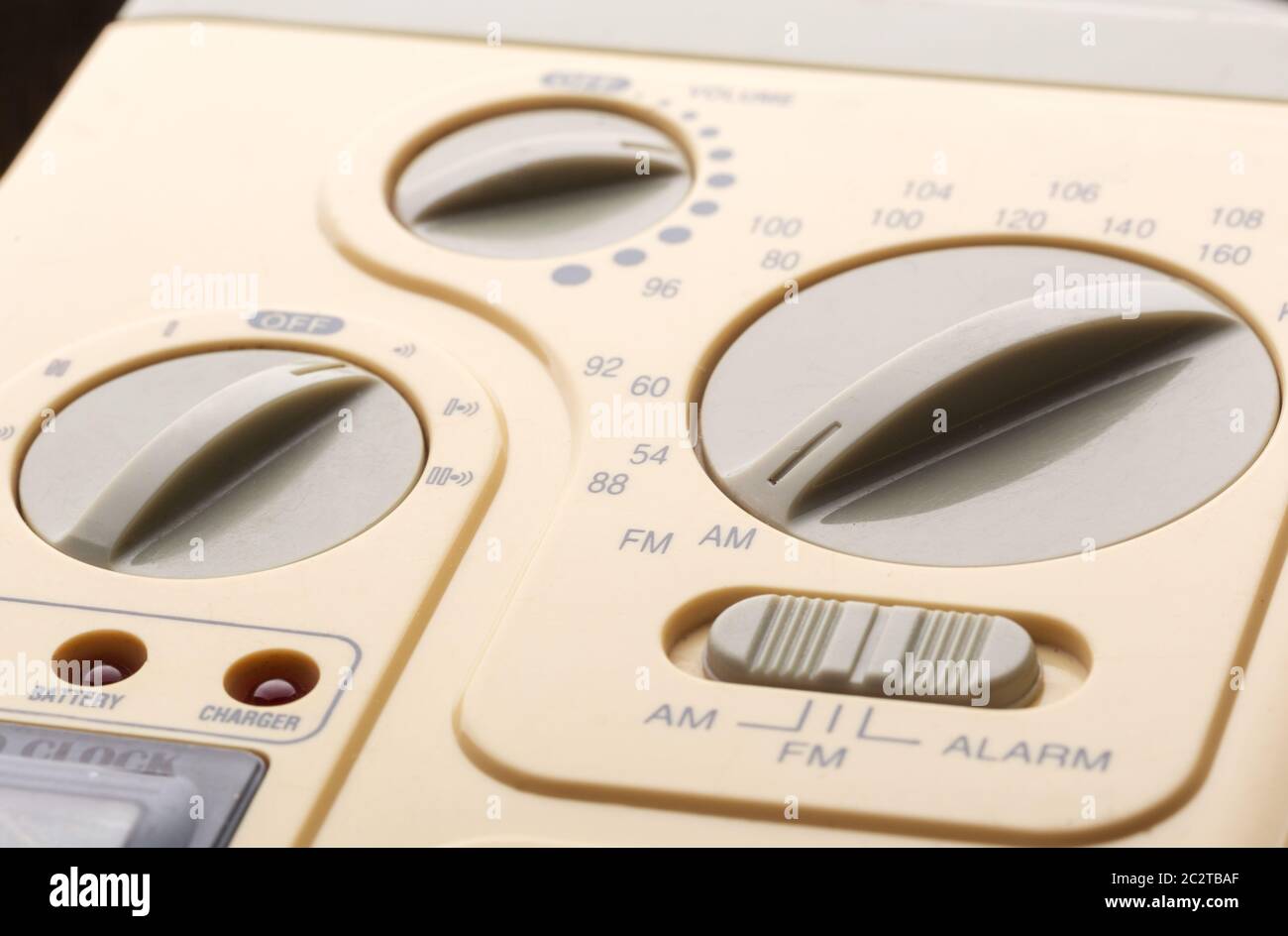 Beige control panel of radio with many buttons, closeup picture Stock ...
