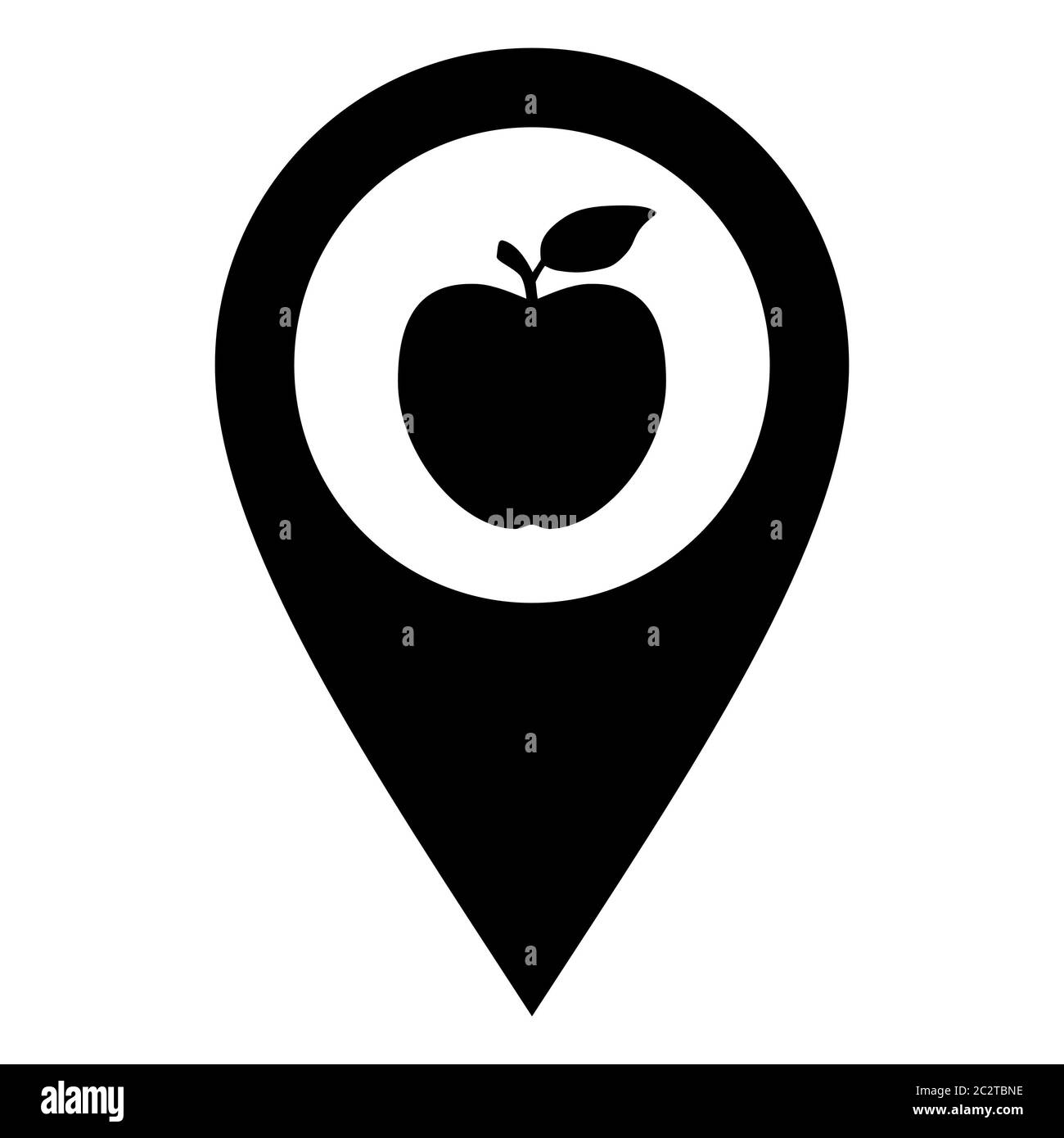 Apple and location pin Stock Photo - Alamy
