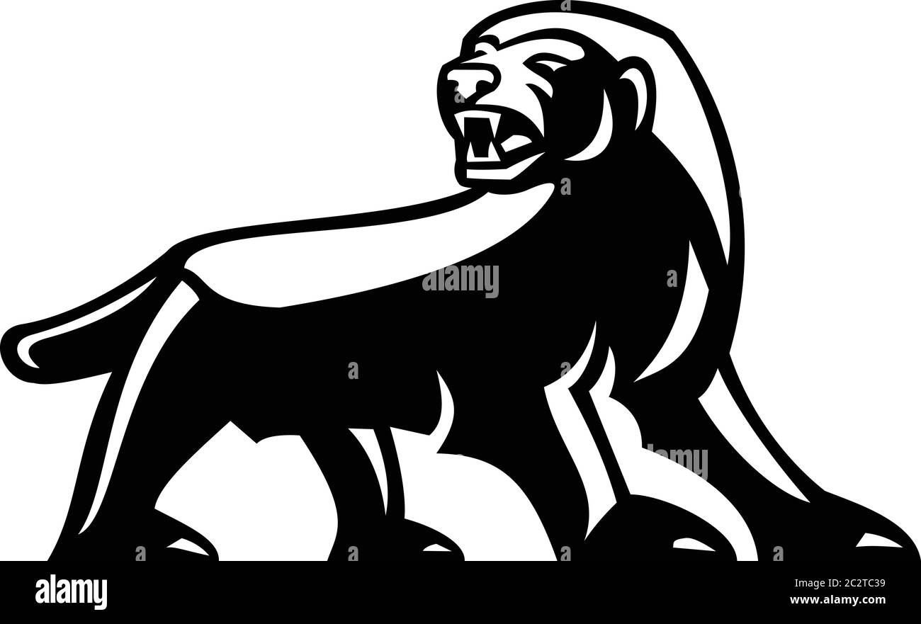 Black and white illustration showing full body of angry and aggressive ...