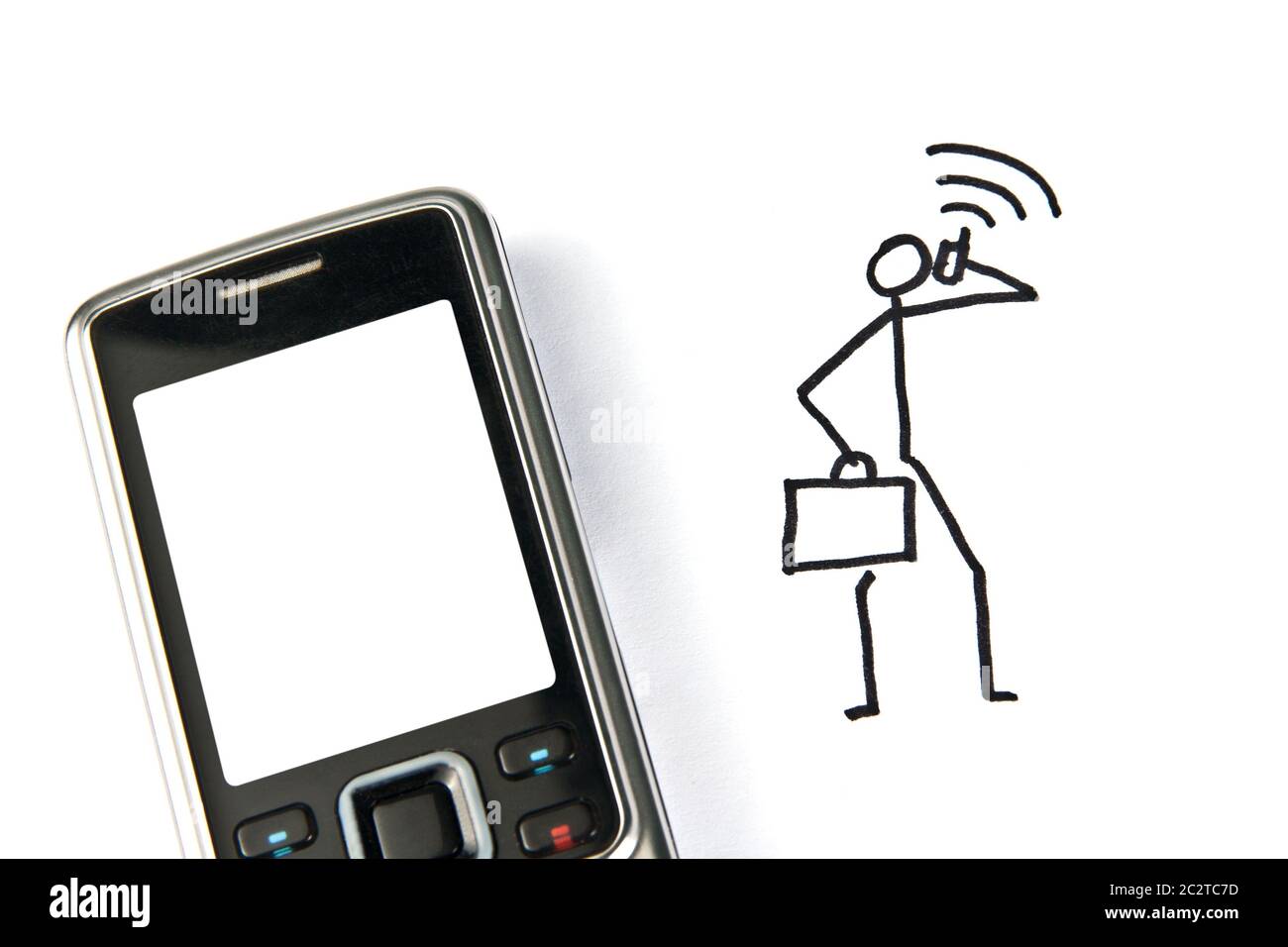 Drawn business man calling to you Stock Photo - Alamy