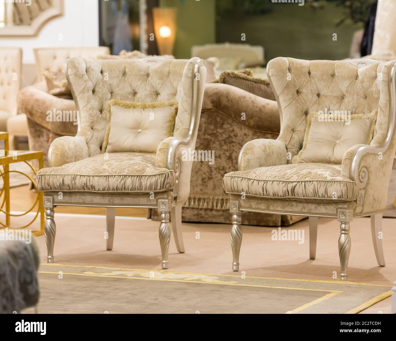 Modern living room with two luxury armchairs Stock Photo - Alamy