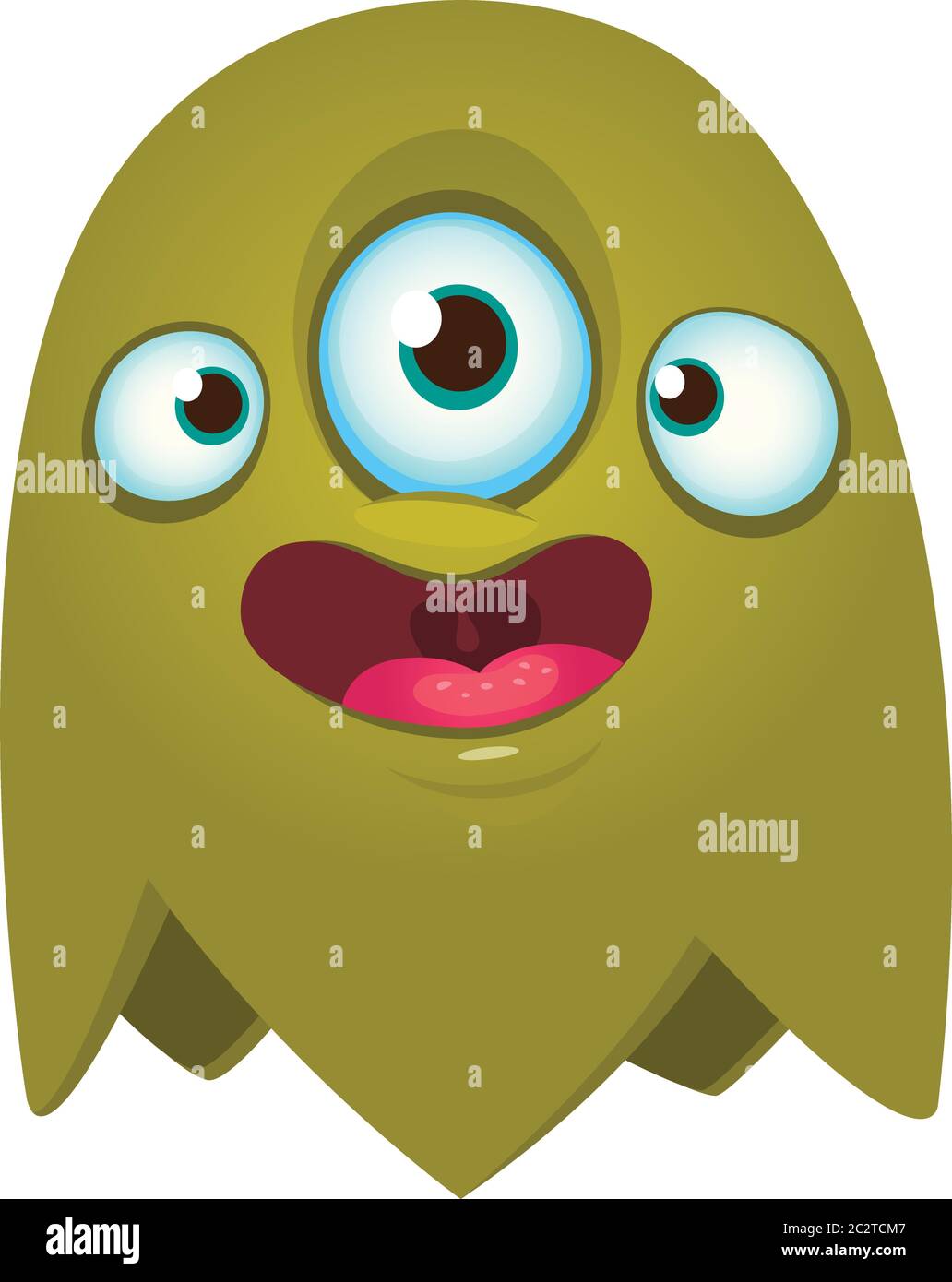 Cartoon happy monster with three eyes. Halloween illustration of ...