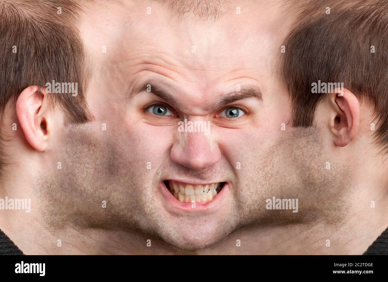 A panoramic face of very angry man Stock Photo - Alamy