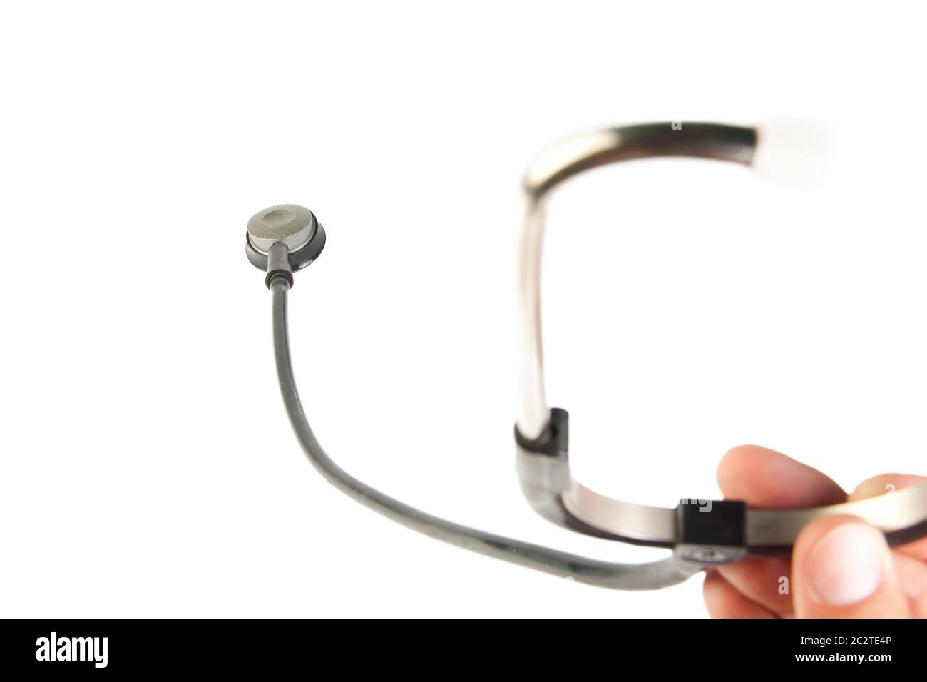 Medical examination. Hand with stethoscope isolated on white Stock ...