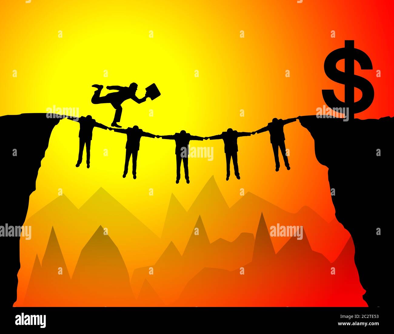Concept of teamwork helping businessman get the money Stock Photo - Alamy
