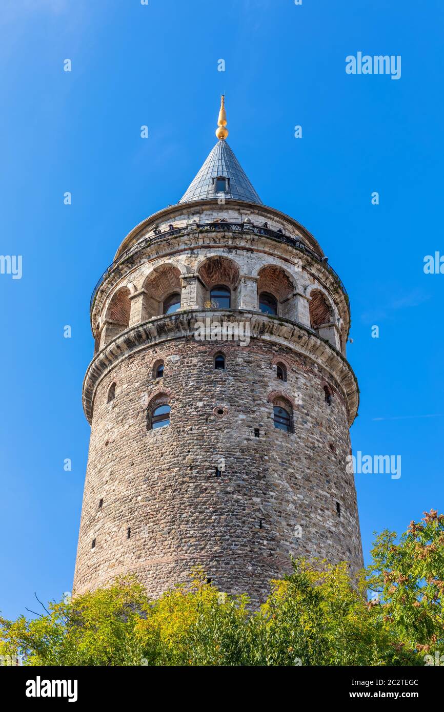 Galata Tower of Istanbul, close detailed view Stock Photo - Alamy