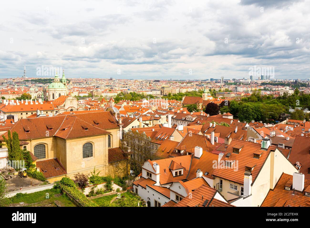 Ancient European town cityscape, house roofs view. Summer tourism and ...