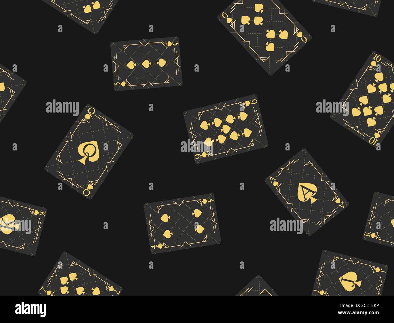 Playing cards seamless pattern. Original design black with gold color ...