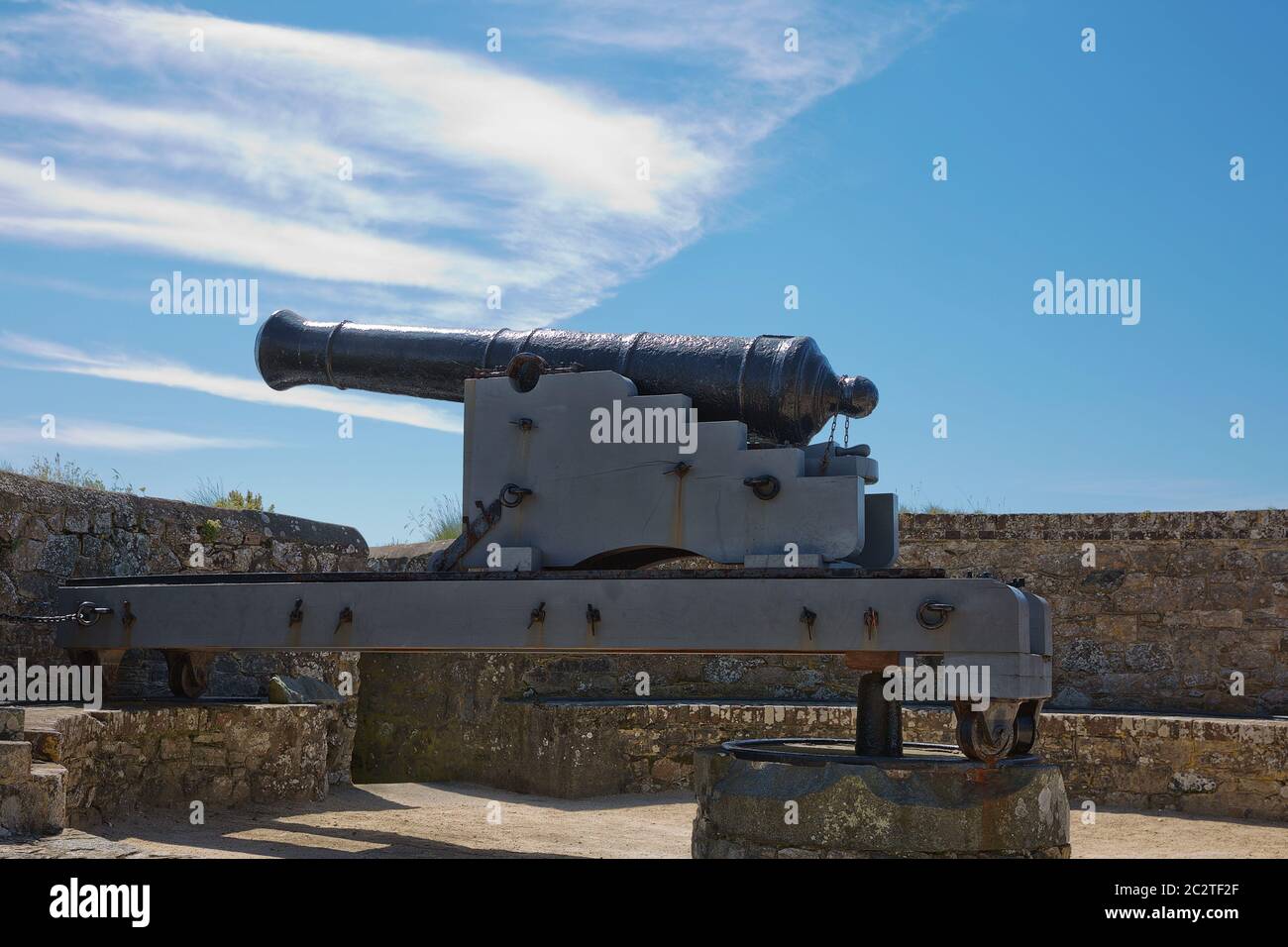 Traversing Carriage Cannon at Castle Cornet in St Peter Port, Guernsey ...