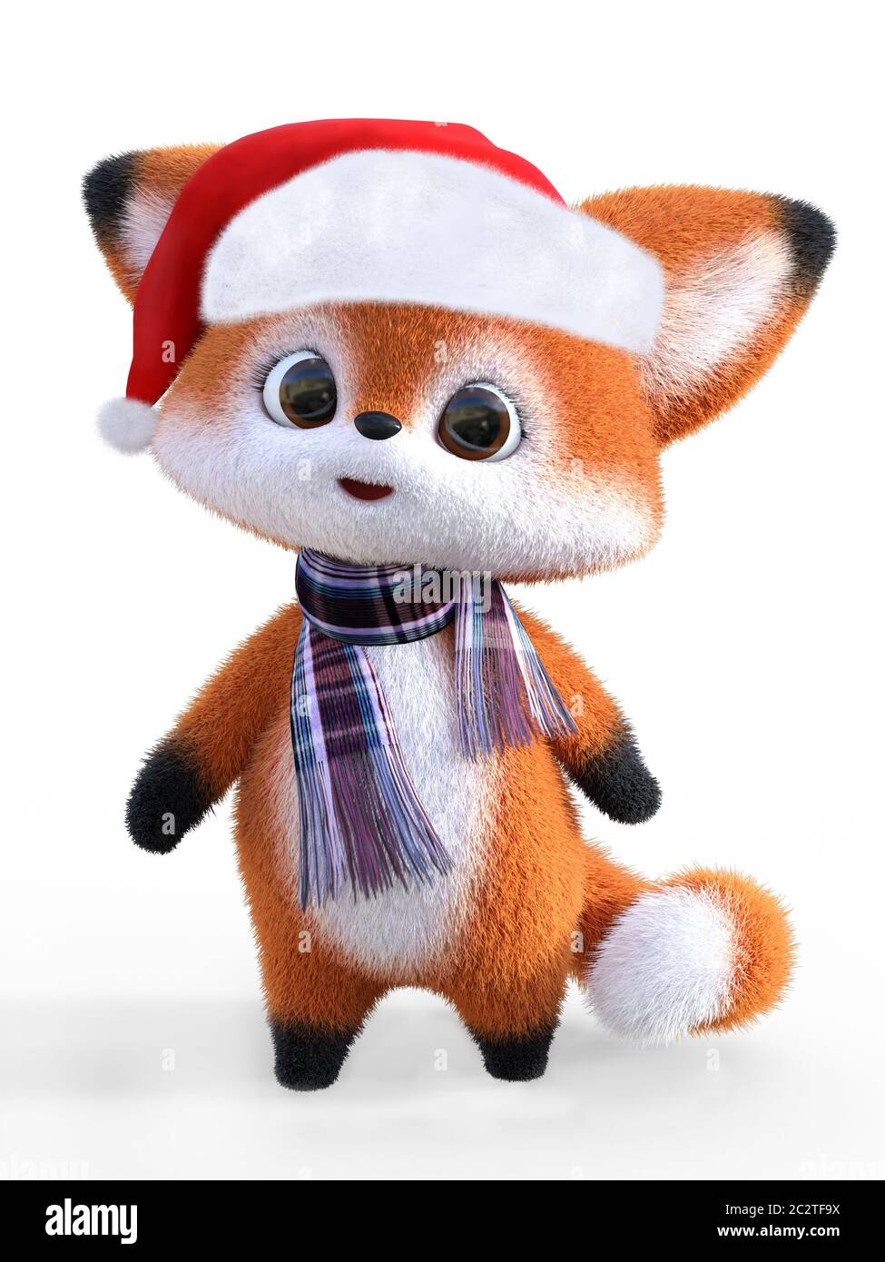 3D rendering of an adorable cute happy furry cartoon fox wearing a ...