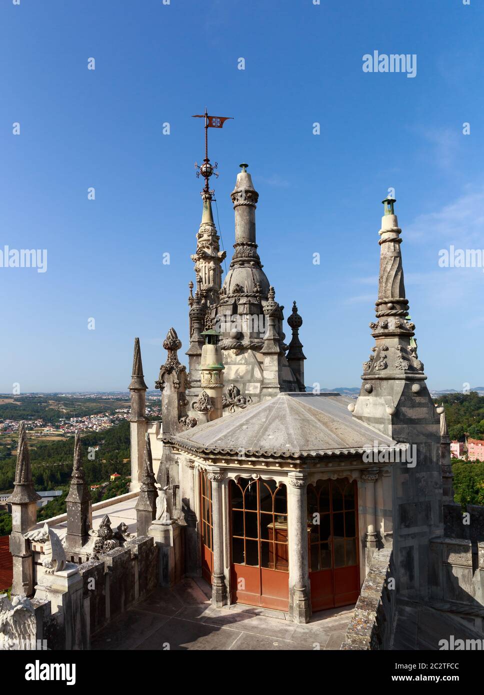 Up view of medieval castle with many towers Stock Photo - Alamy