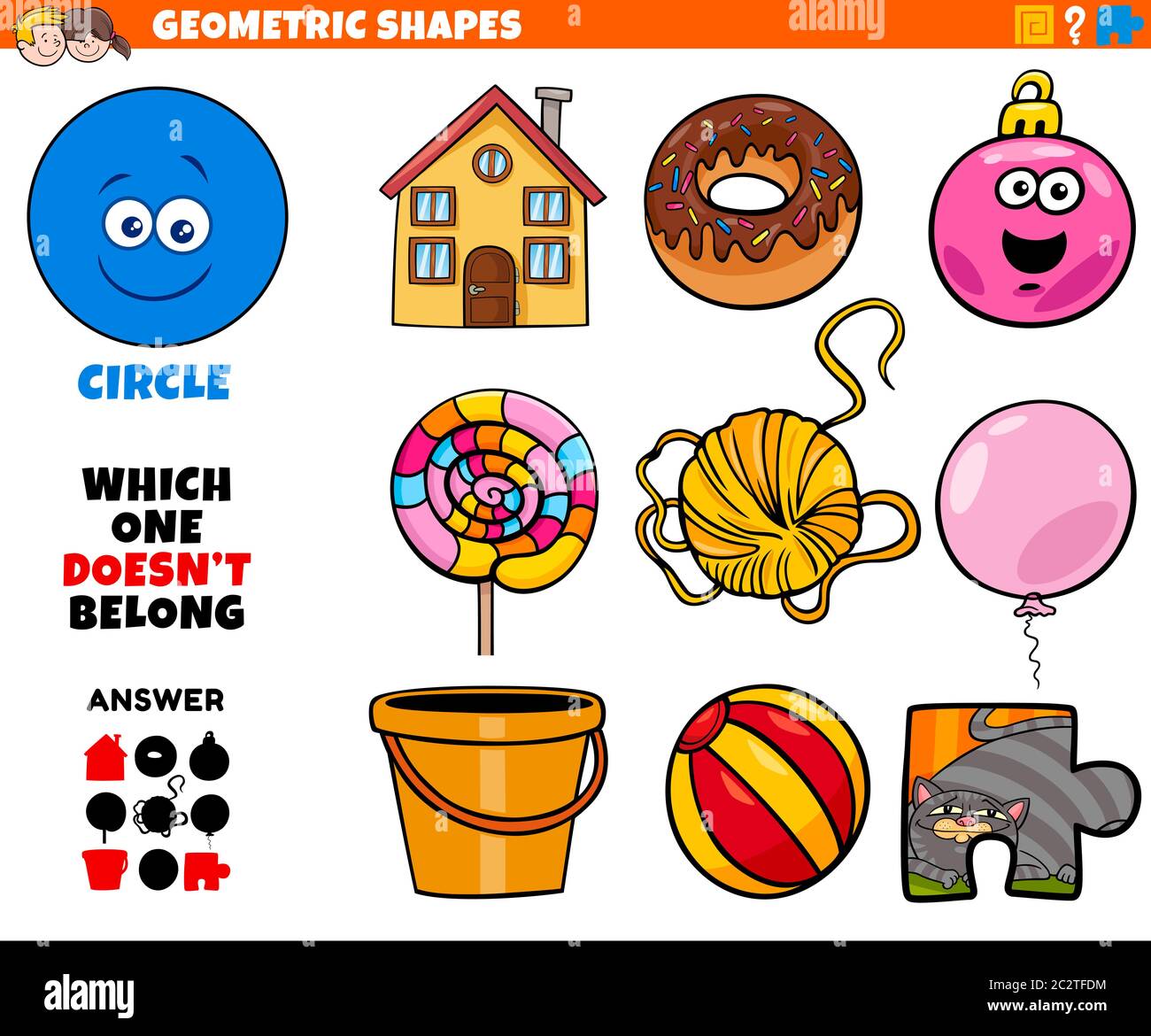 circle shape educational game for kids Stock Photo - Alamy