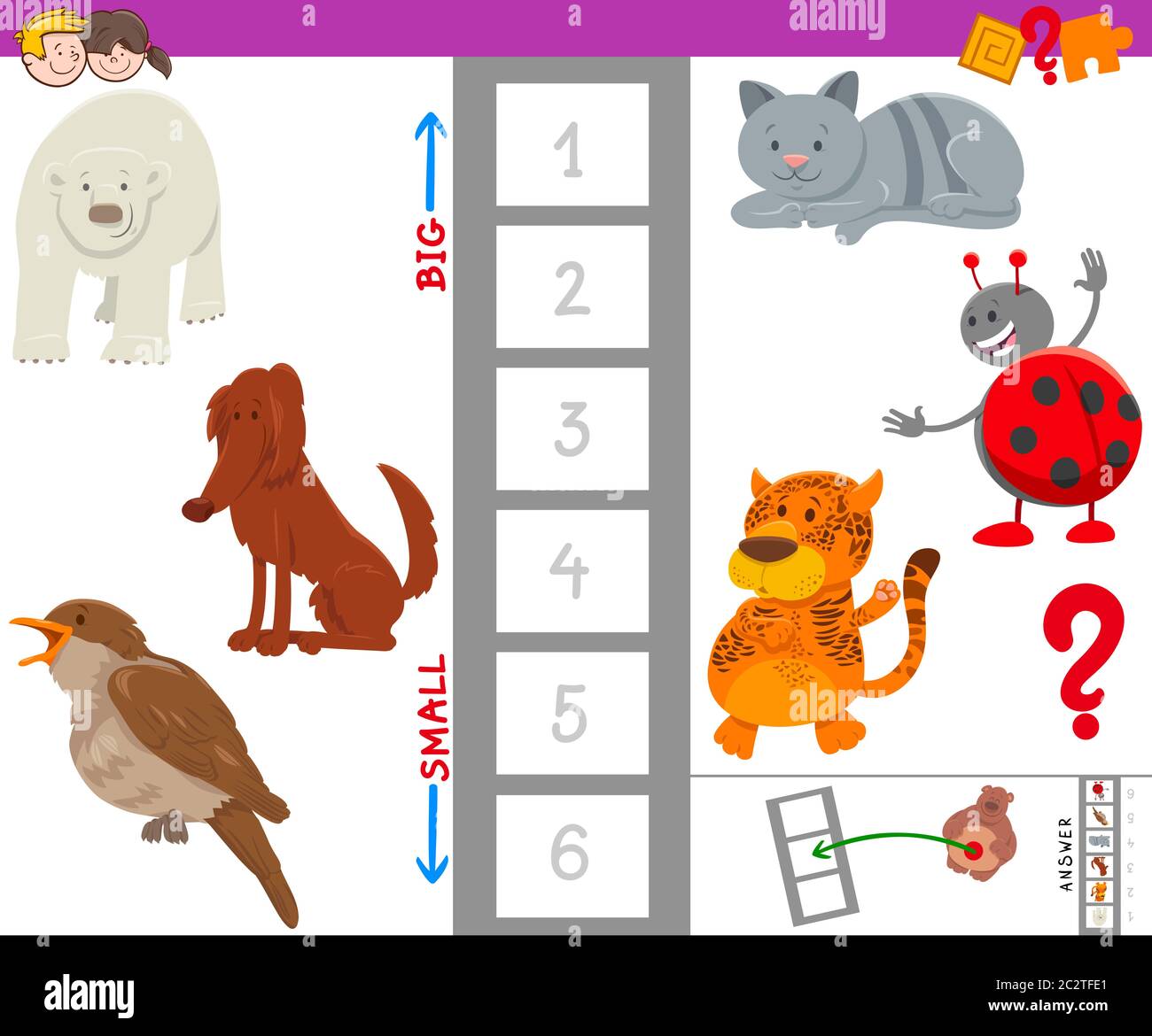 educational game with large and small animal characters Stock Photo - Alamy
