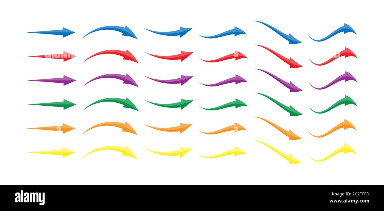 set of multi-colored arrows of different shapes and configurations ...