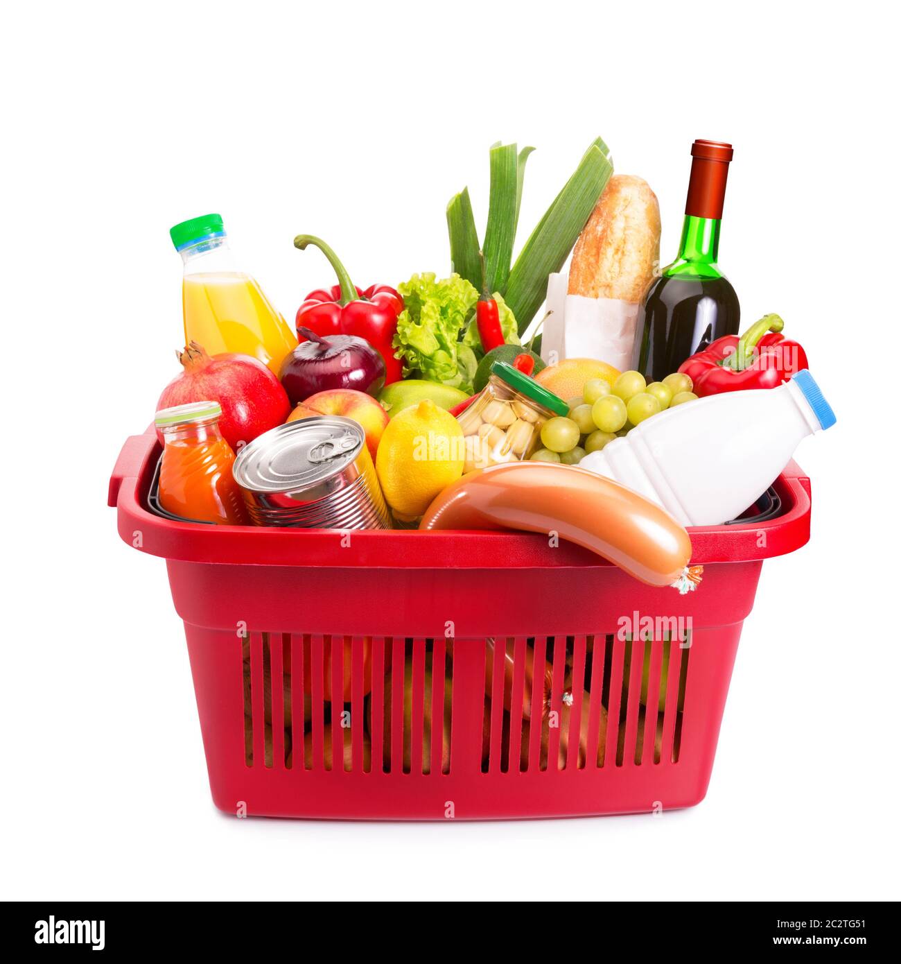 Basket full off fruits and vegetables. Isolated over white Stock Photo ...