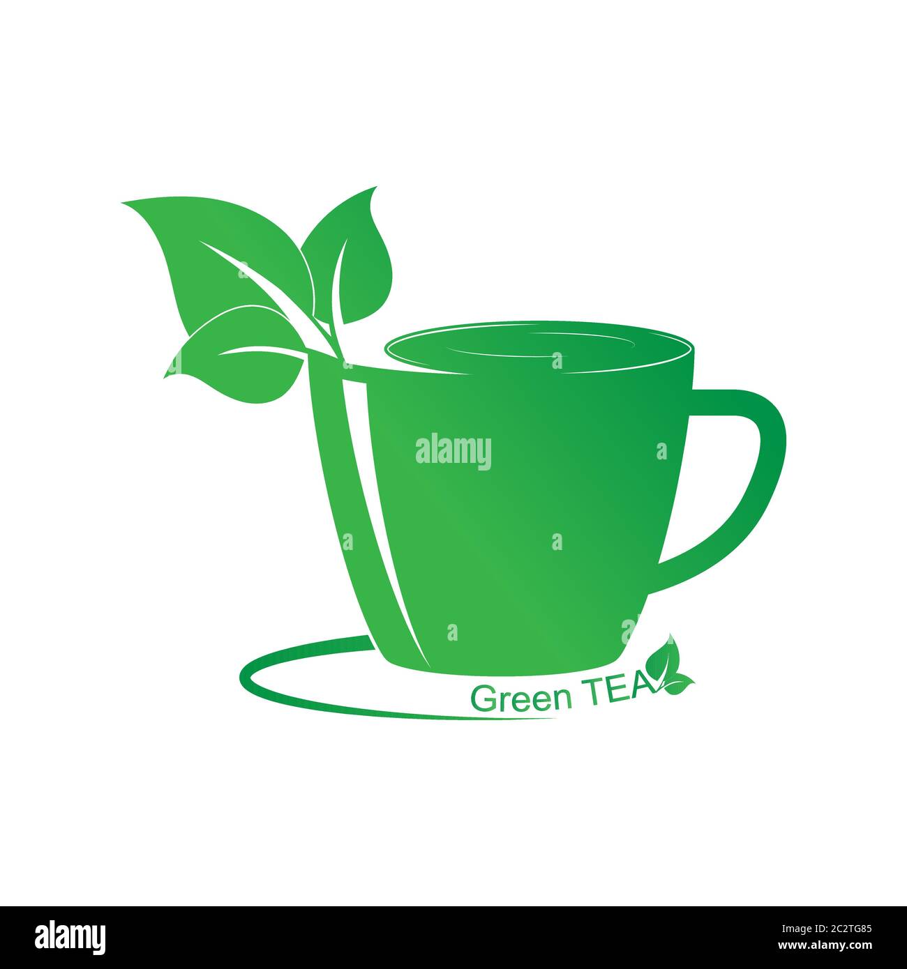 Simple stylized vector illustration of a Cup and tea leaves for logo ...