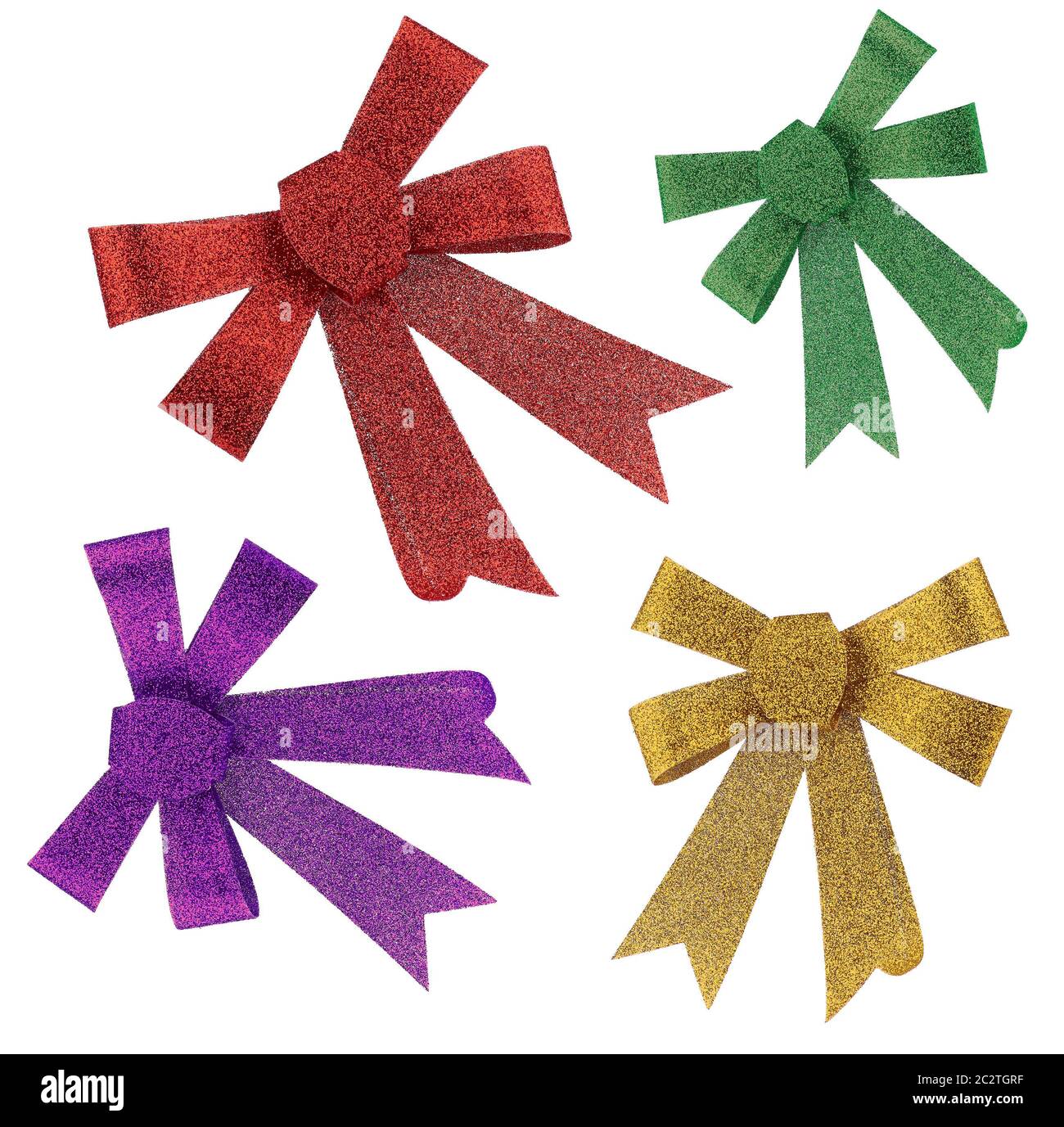 set of shiny multi-colored bows for gift wrapping isolated on a white ...