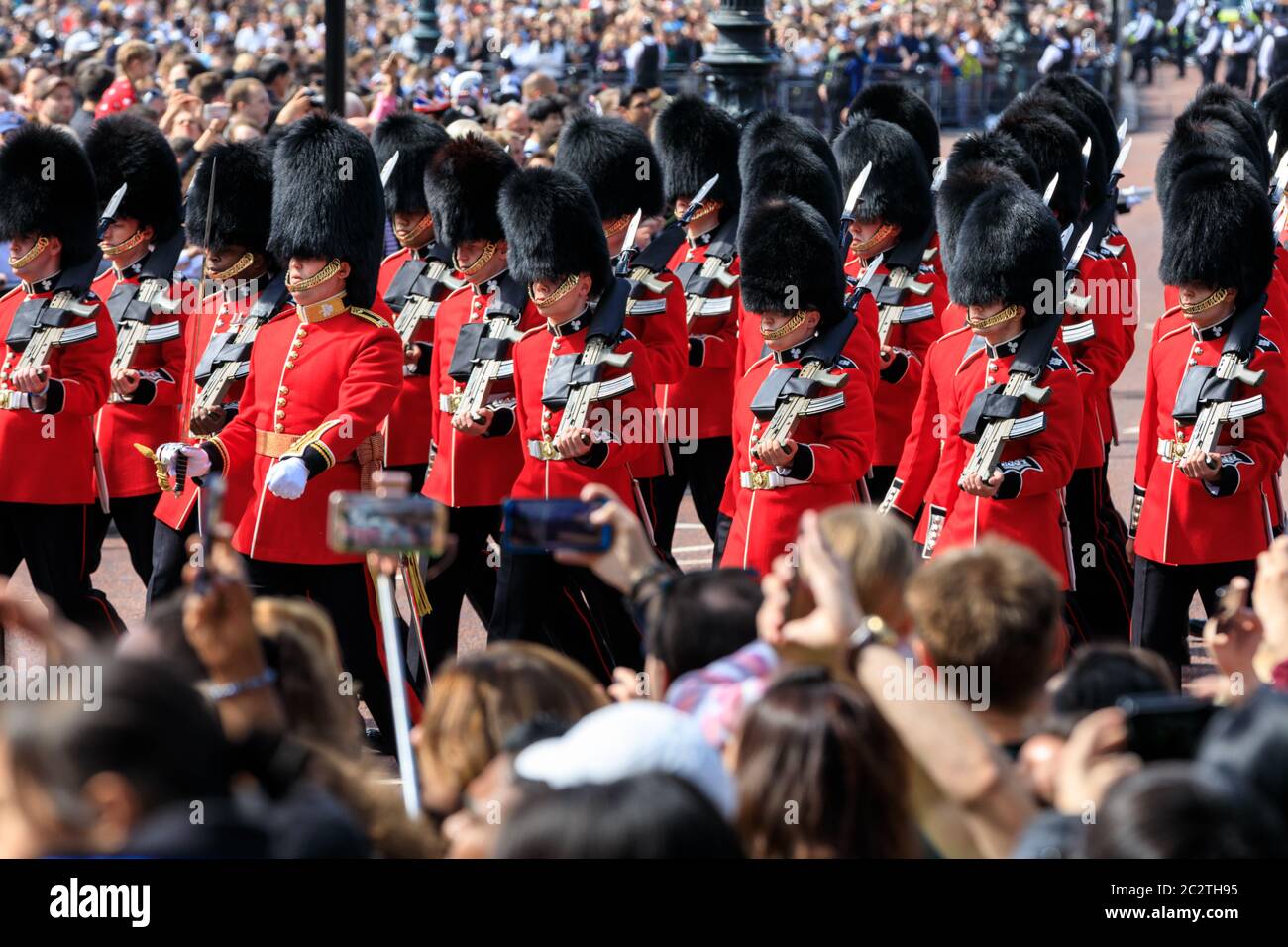 Troops from the Household Division march during Trooping the Colour ...