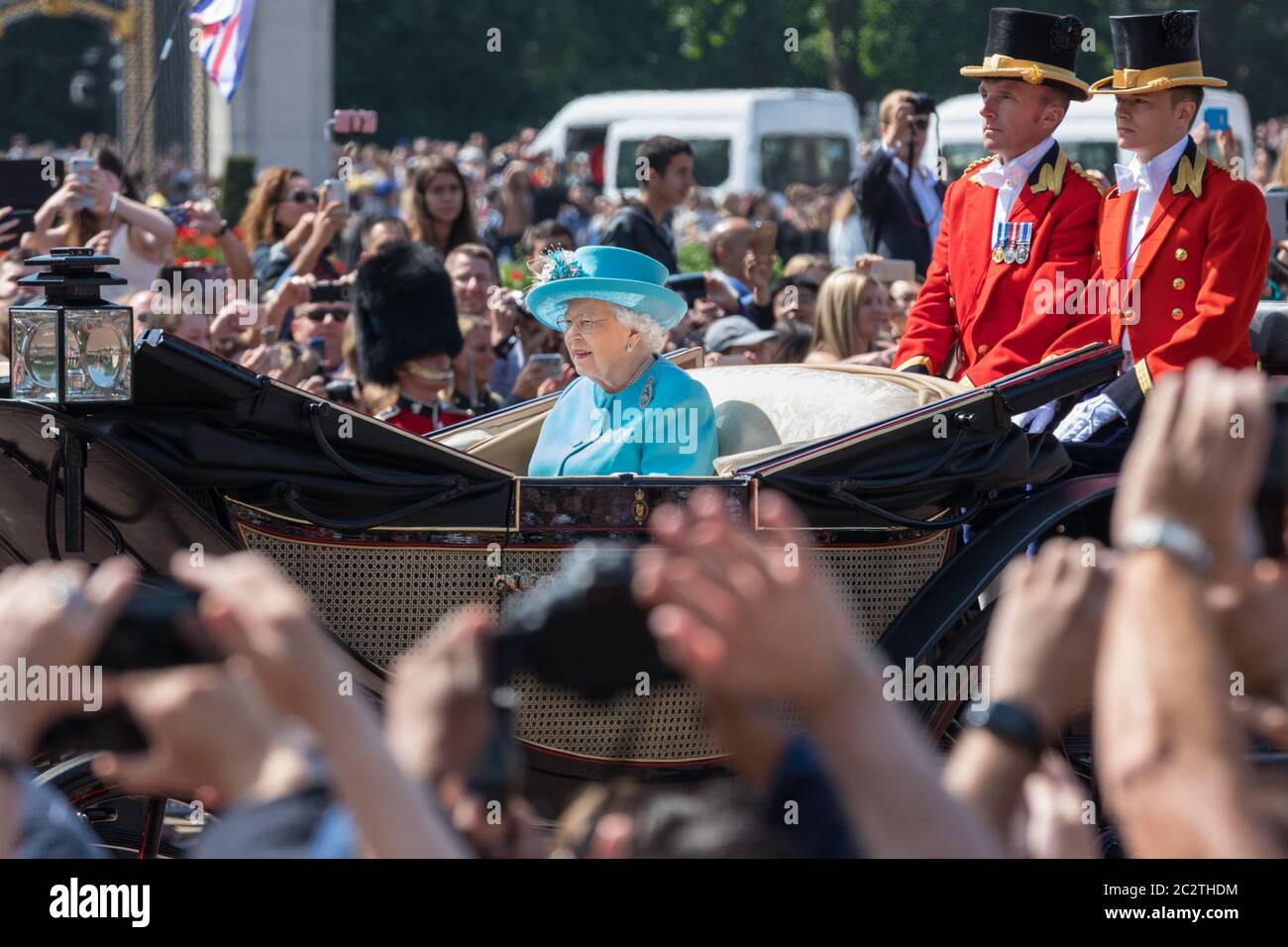 Queen Elizabeth II, Queen of the United Kingdom in open carriage ...