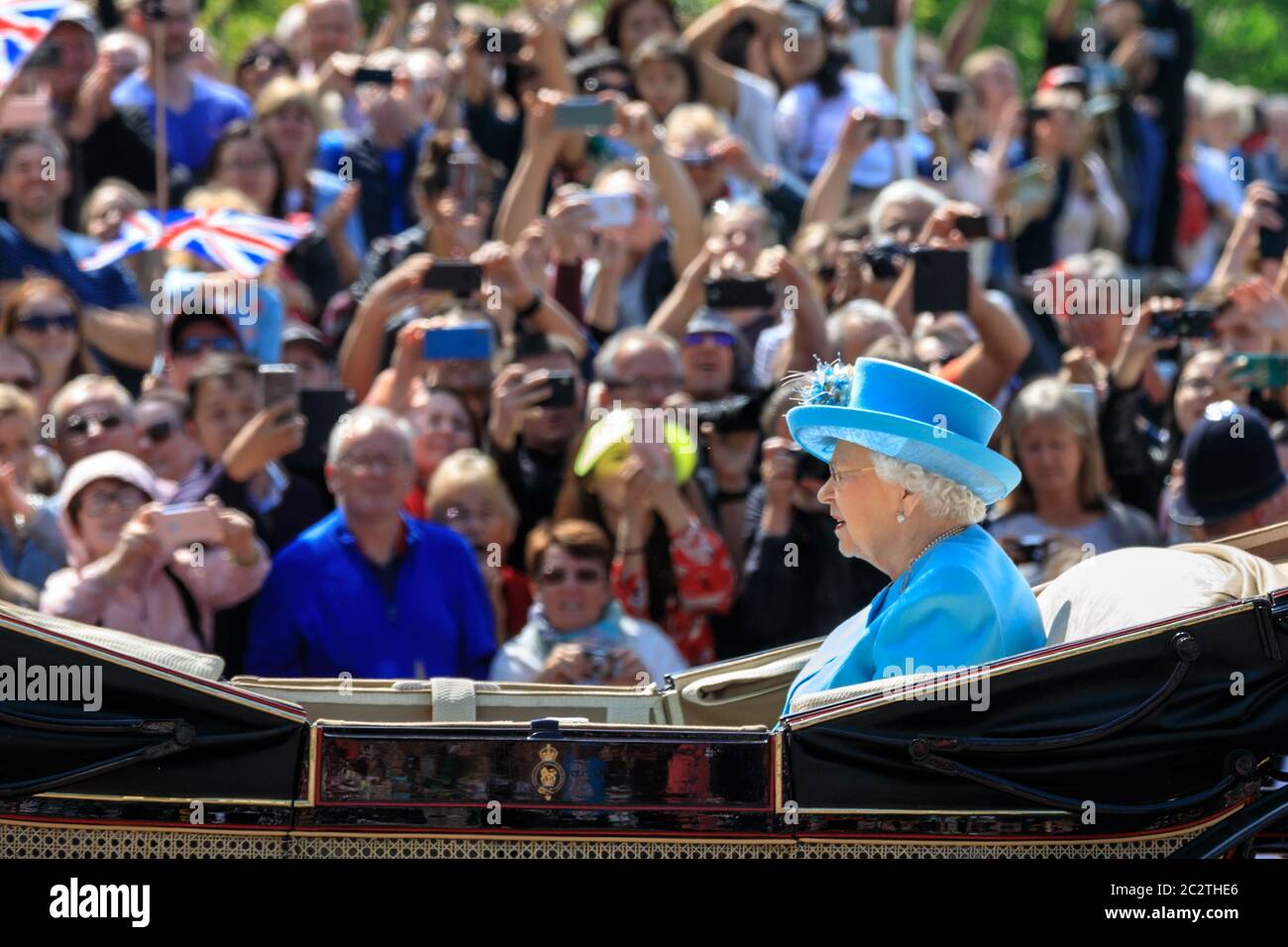 Queen Elizabeth II, Queen of the United Kingdom in open carriage ...