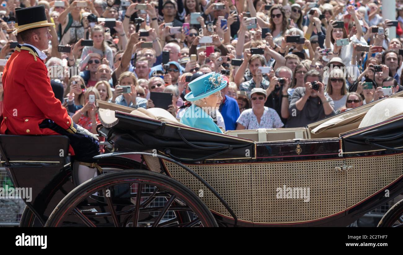 Queen Elizabeth II, Queen of the United Kingdom in open carriage ...