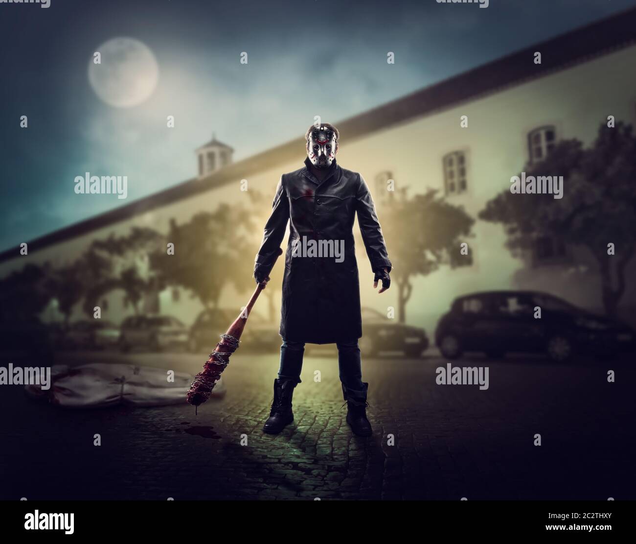 Horror of bloody serial murders on night streets Stock Photo - Alamy