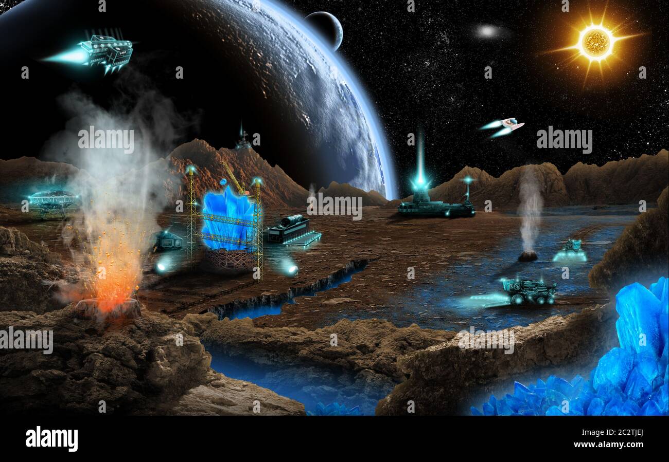 Mineral mining on far planet Stock Photo - Alamy