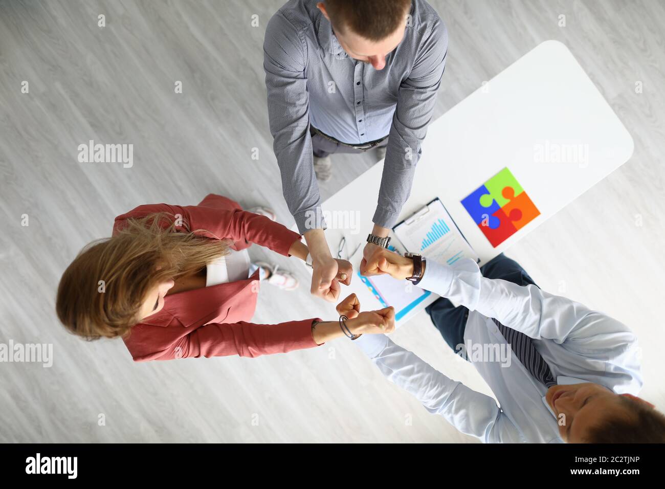 Cheerful worker and happy event Stock Photo - Alamy