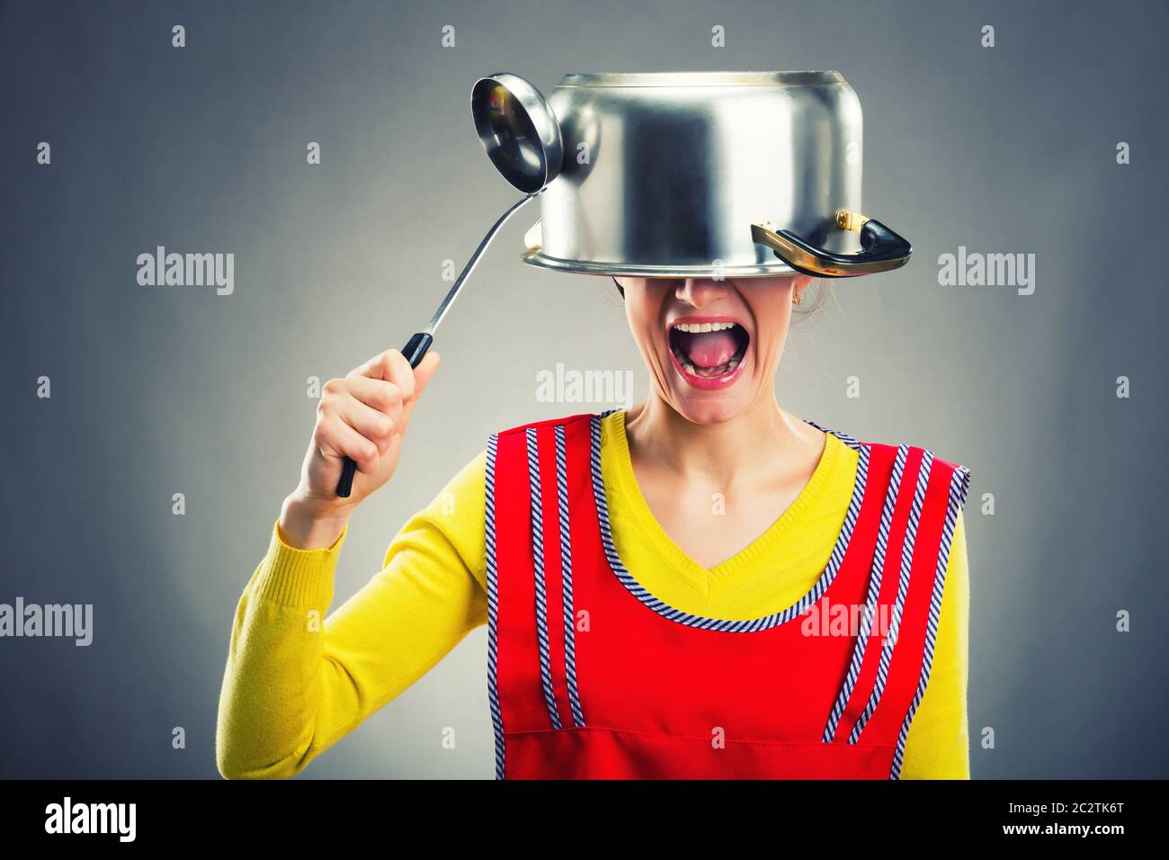 Girl with pan on head hi-res stock photography and images - Alamy
