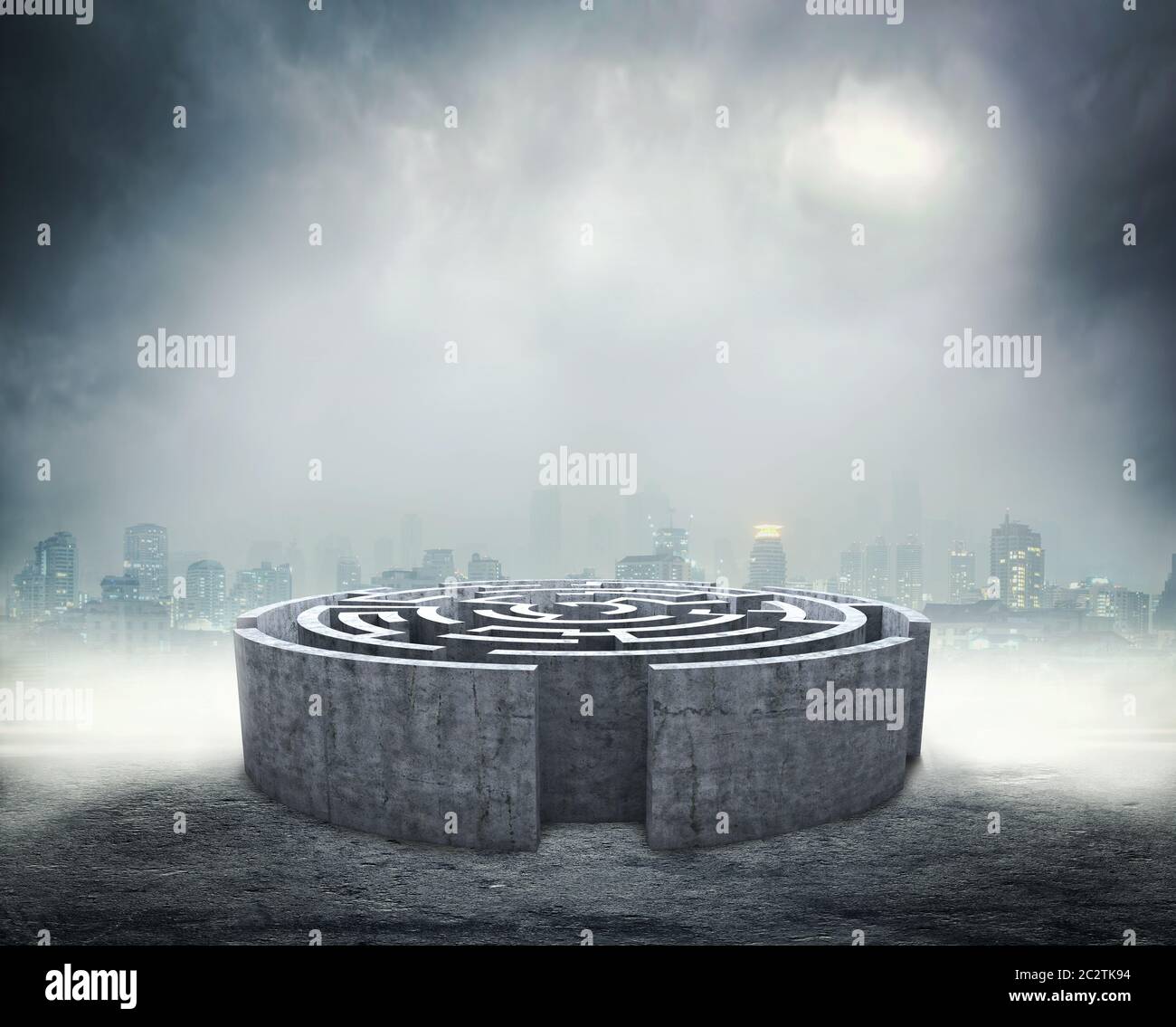 3D circular labyrinth against dark background Stock Photo - Alamy