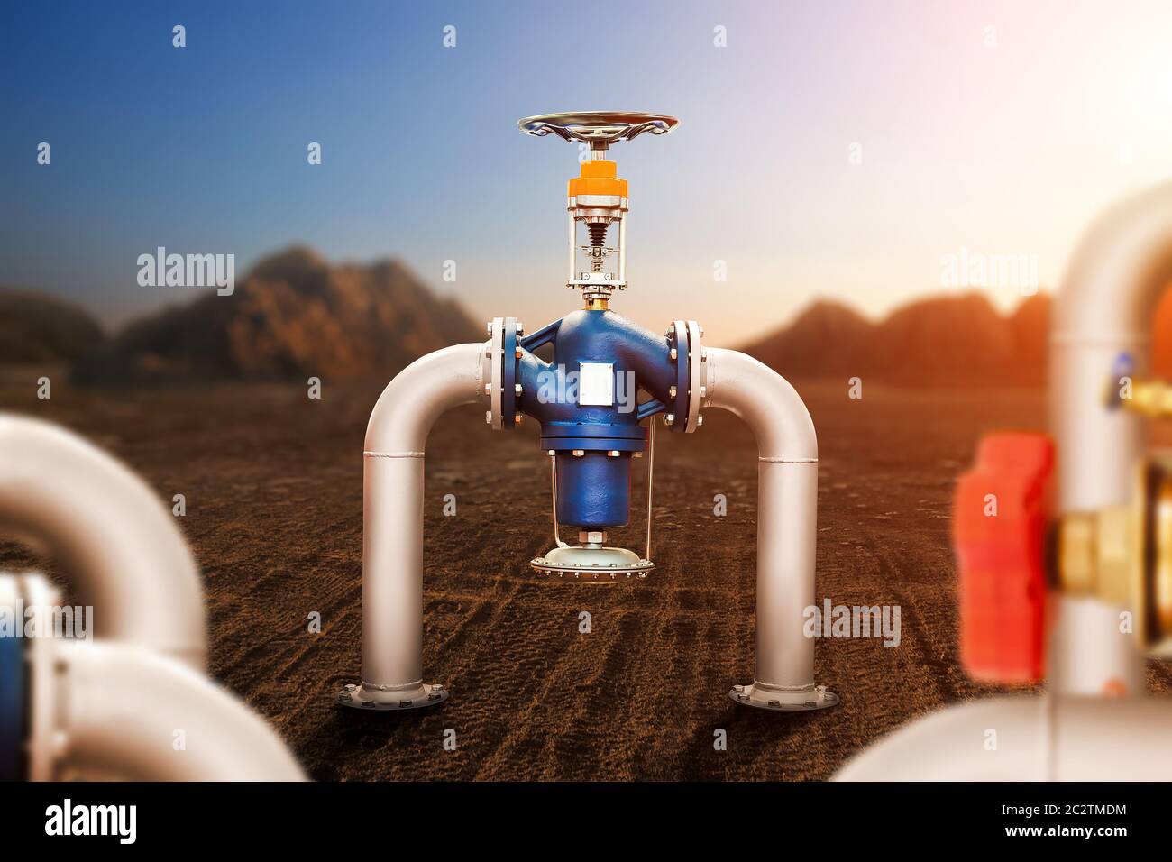 Oil gas pipes in desert hi-res stock photography and images - Alamy