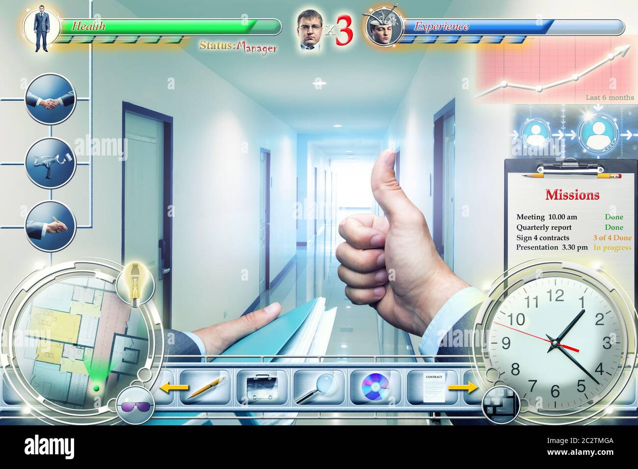 Successful businessman in business video game Stock Photo - Alamy