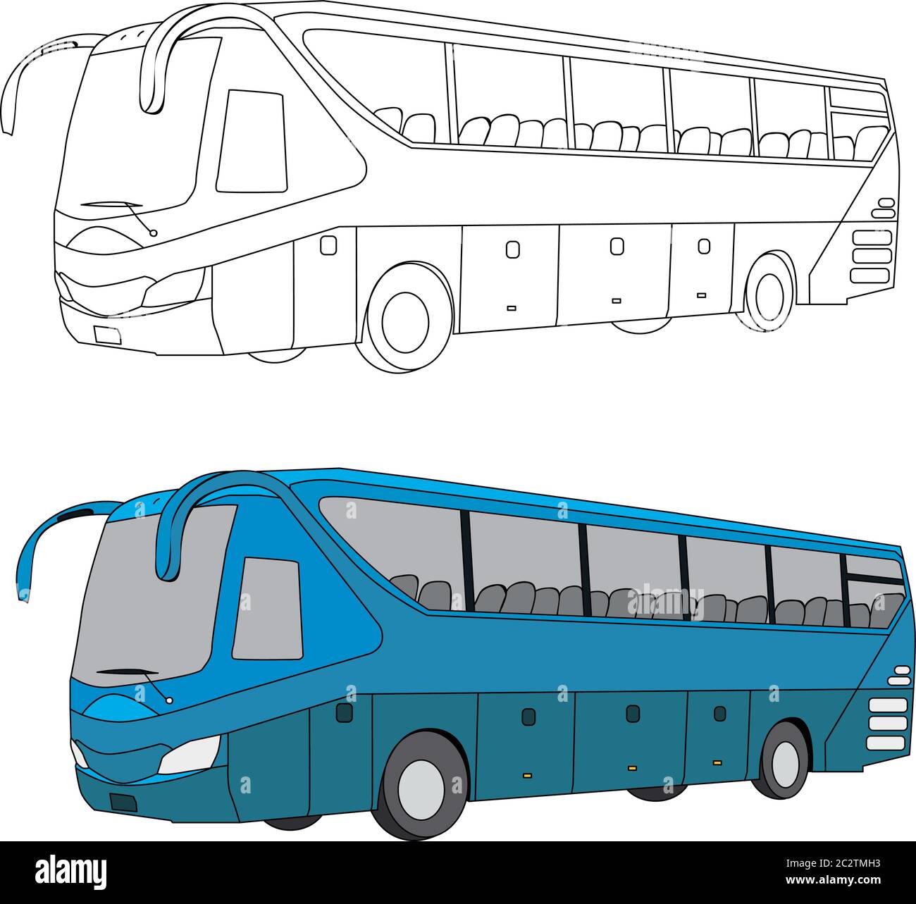 isolated blue bus and sketch Stock Vector Image & Art - Alamy