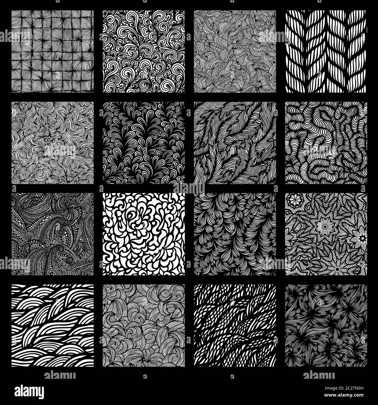 Set of sixteen wavy curly backgrounds. Seamless pattern for your design ...