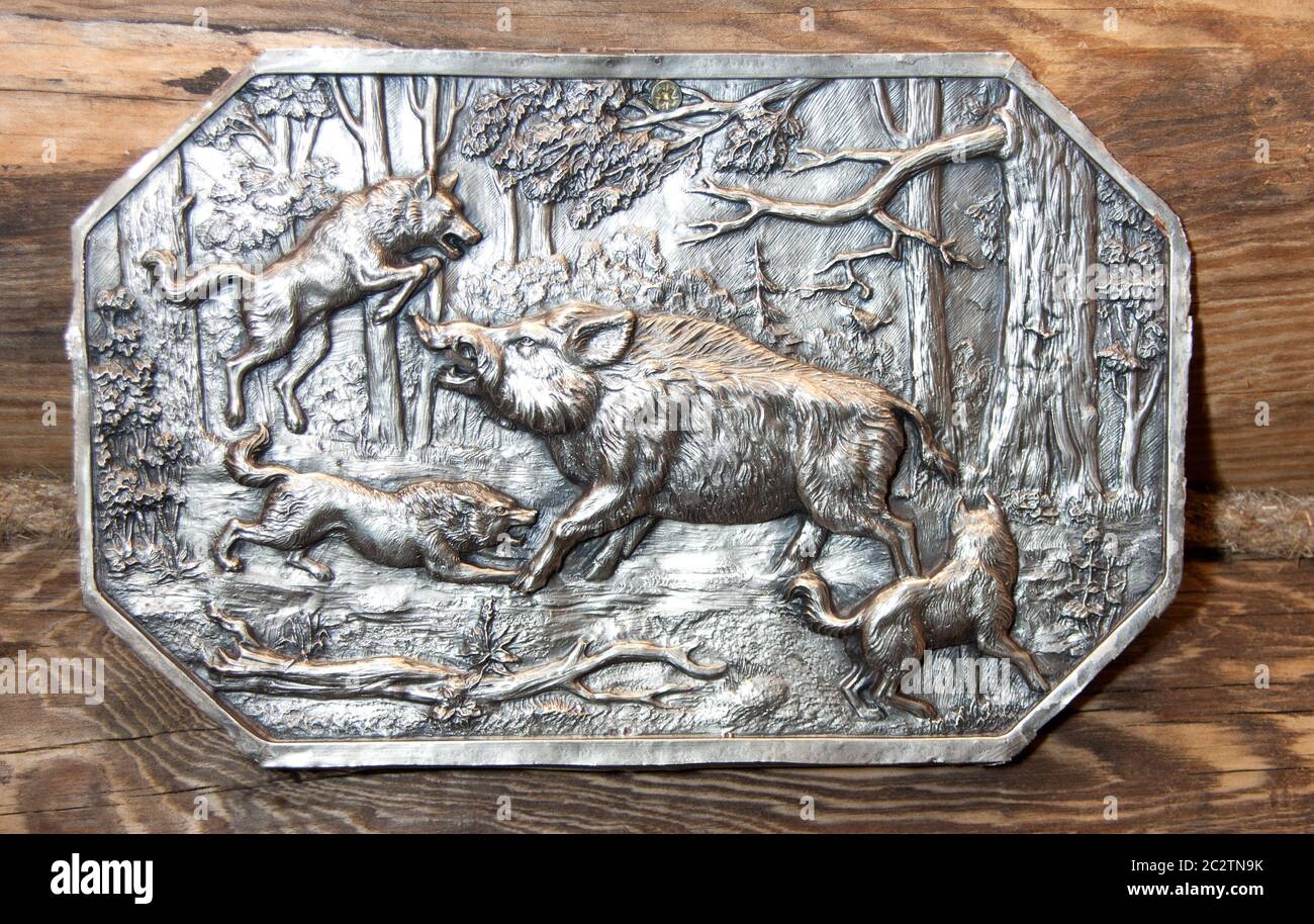 Wild boar hunting engraving hi-res stock photography and images - Alamy