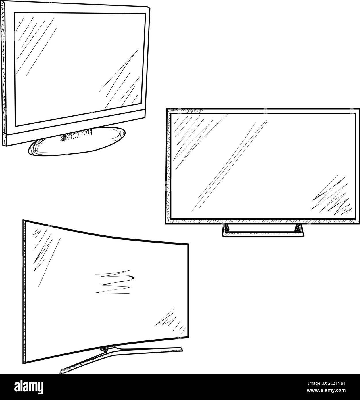 vector, isolated sketch set of television Stock Vector Image & Art - Alamy