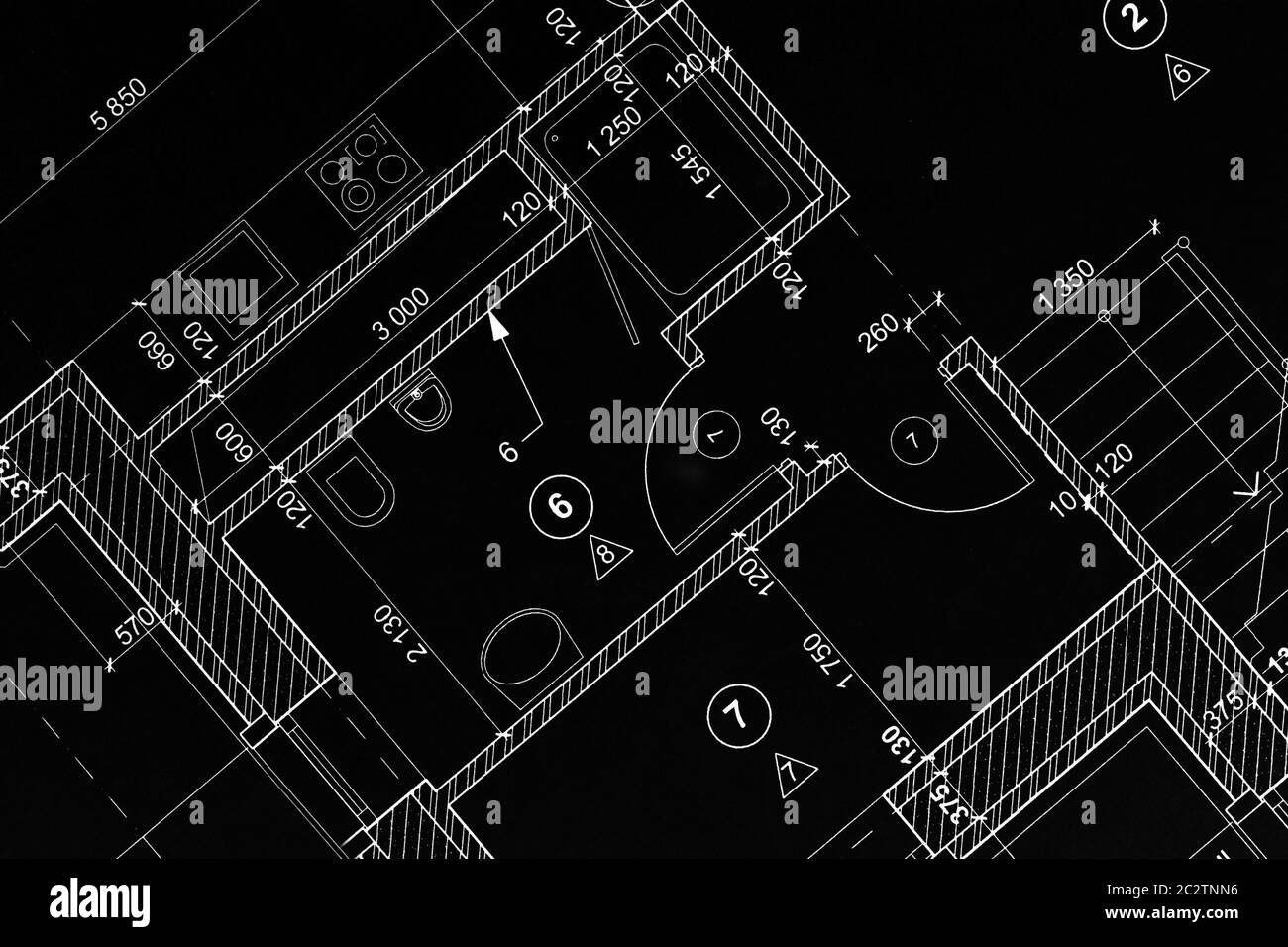 Architectural project - plan of the house Stock Photo - Alamy