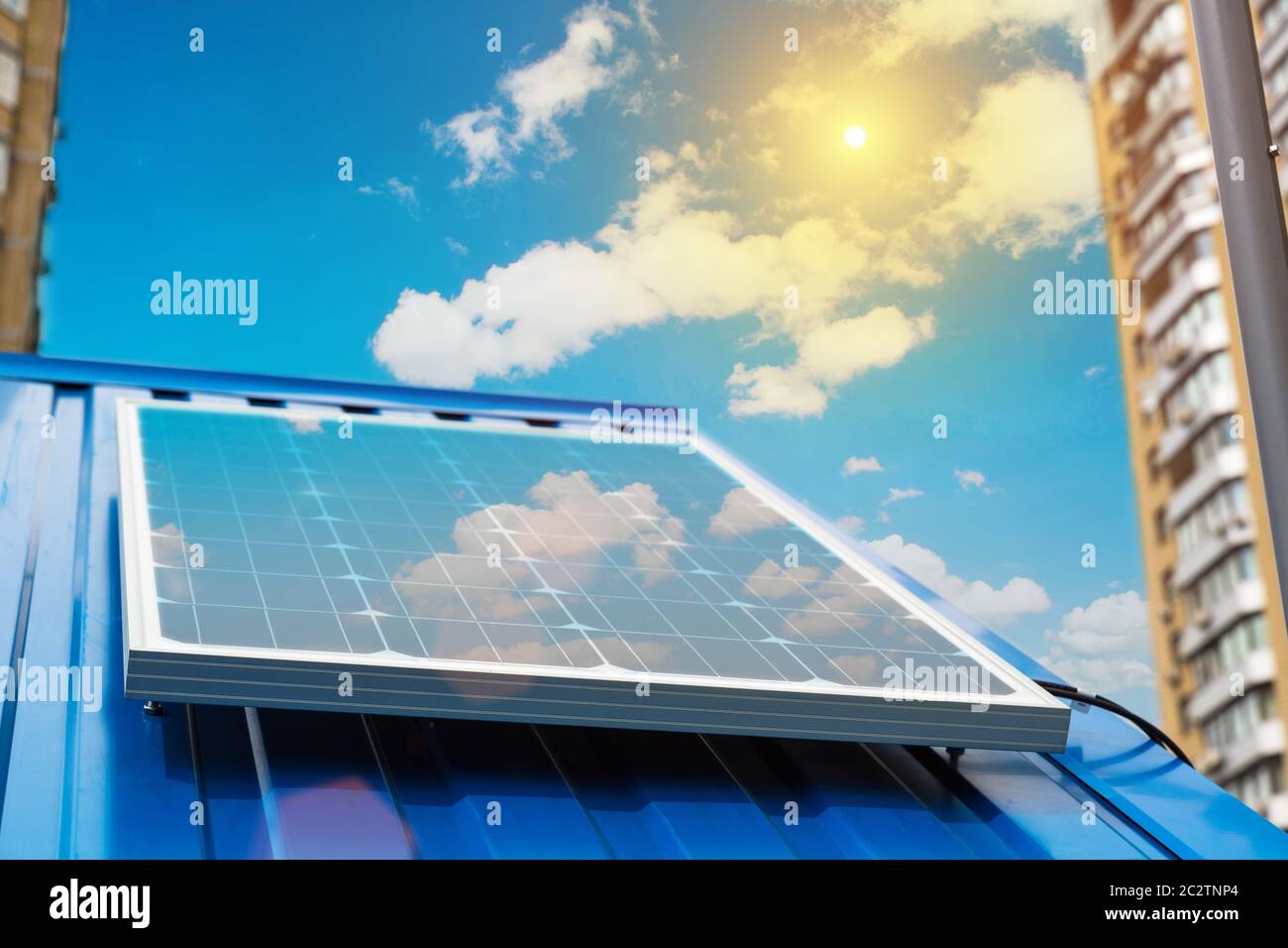 Bottom view of electrical solar panel outside Stock Photo - Alamy