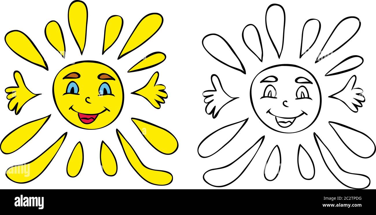 sun character, book coloring pages Stock Vector Image & Art - Alamy