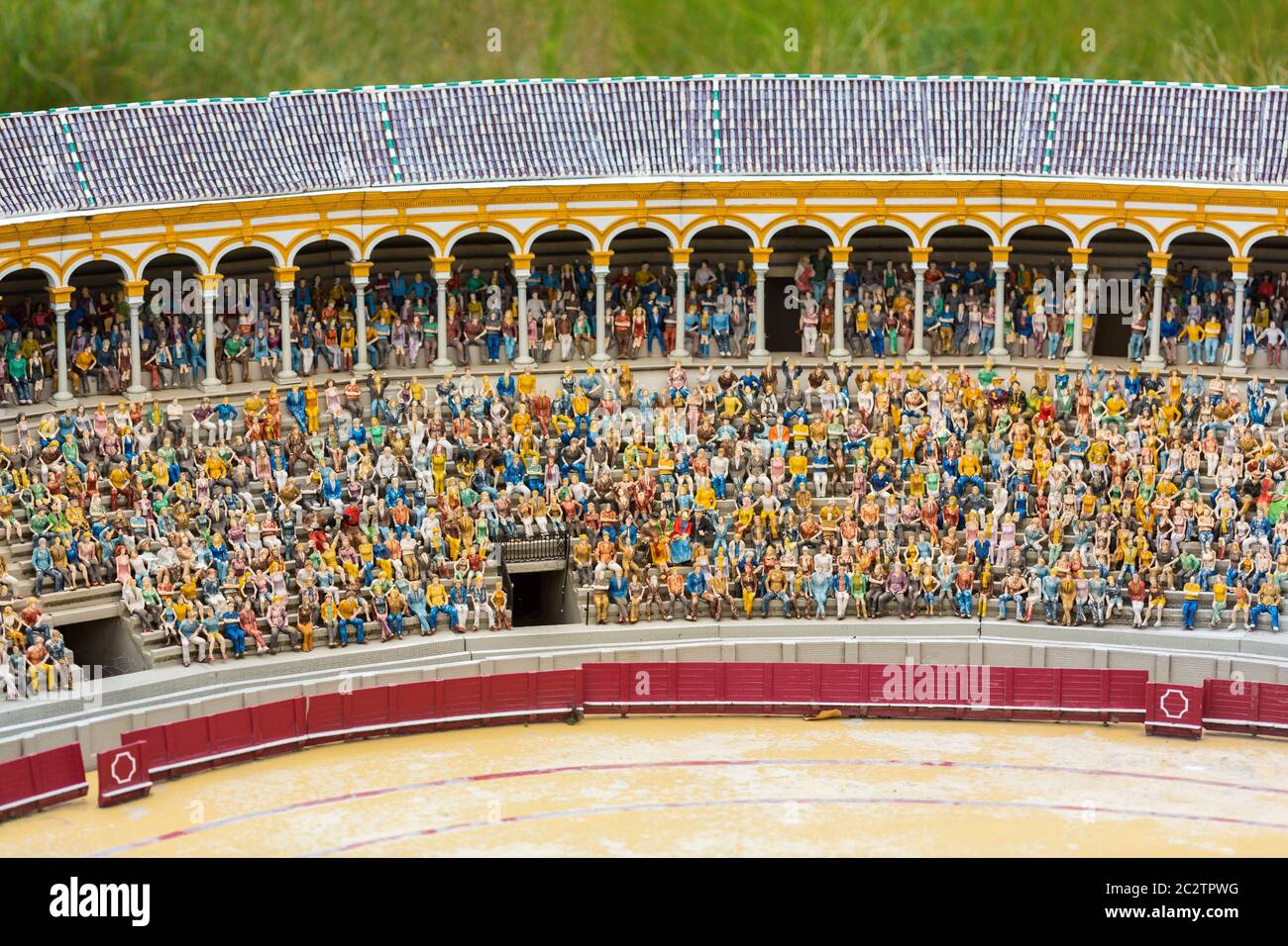 People on tribunes of the famous arena, miniature scene outdoor, europe ...