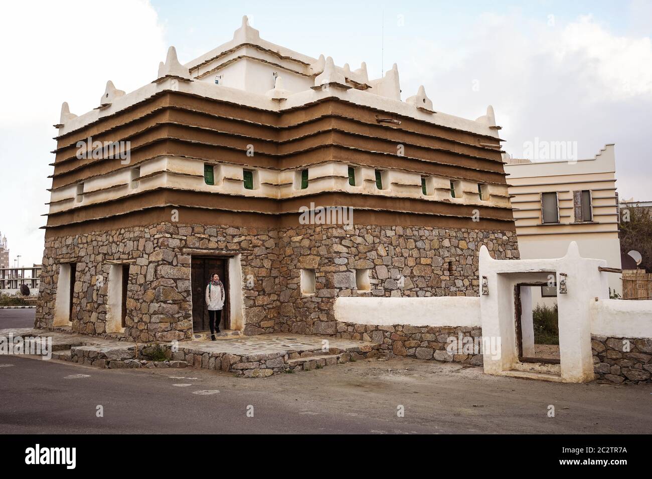 Abha / Saudi Arabia - January 23, 2020: Asian tourist posing in front ...