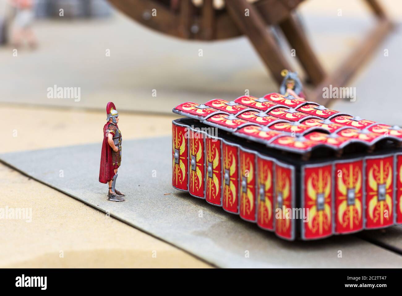Roman soldiers training, war miniature scene outdoor, europe. Mini ...