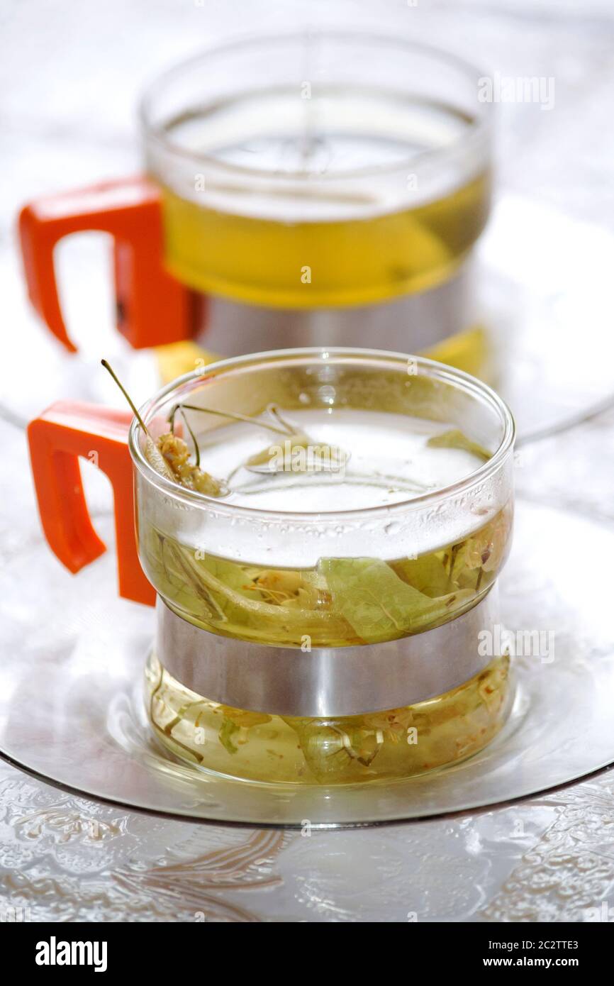 Two cups of healthy green tea Stock Photo - Alamy