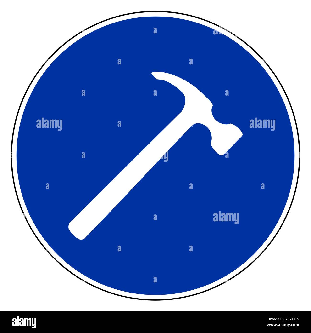Hammer and blue sign Stock Photo - Alamy