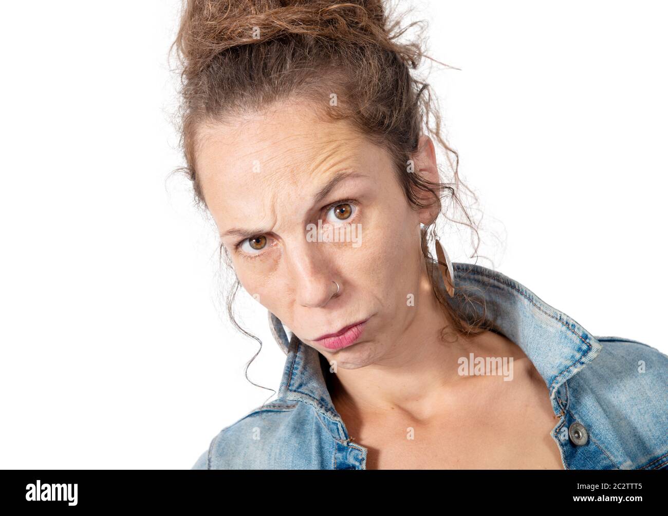 angry woman portrait isolated on the white background Stock Photo - Alamy
