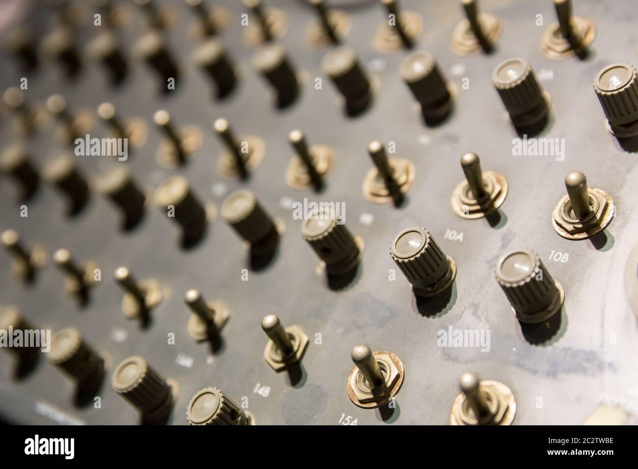 Retro grunge control panel with switchers and buttons Stock Photo - Alamy