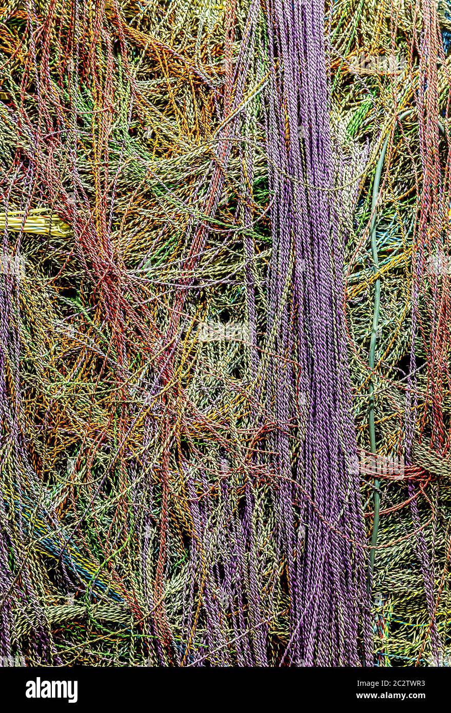 Telephone station with colorful wire beam Stock Photo - Alamy