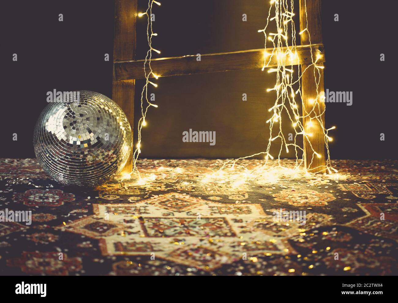Disco ball retro background for poster Stock Photo - Alamy