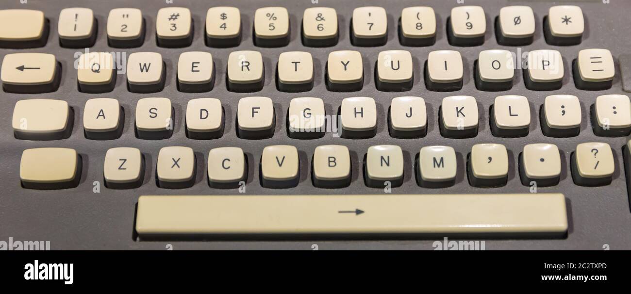 Old computer keyboard exhibit in museum Stock Photo - Alamy